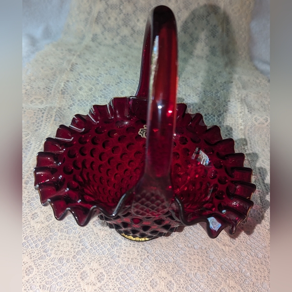 Fenton | Accents | Vintage Fenton Amberina Hobnail Basket Dish | Poshmark